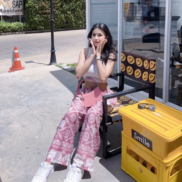 กางเกงขายาวNo.1Shopผ้าดีพรีเมี่ยมไหมญี่ปุ่นไม่ต้องรีดใส่สบายเชือกรูดได้(มี 2กระเป๋าข้าง)S-2XL ...