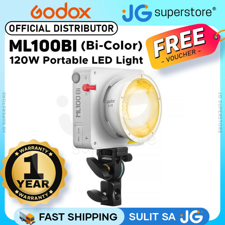 Godox ML100BI Kit 1 Bi-Color 120W Portable LED Light and 15 & 36° Lens Reflectors and Battery ...