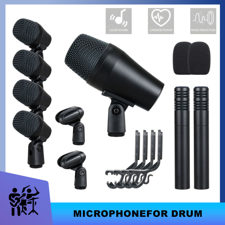 Xges 7-Piece Wired Dynamic Drum Mic Kit Whole Metal- Kick Bass ...