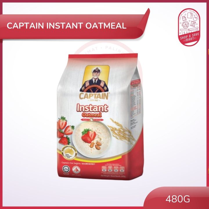 Captain Instant Oatmeal (12s x 40g) - 480g Oatmeal Segera Halal | Lazada