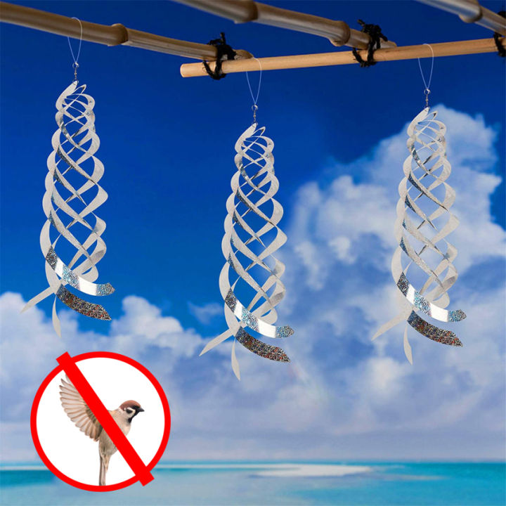 Bird Repellent Spiral Reflectors Silver Mylar Spinner, Hanging ...