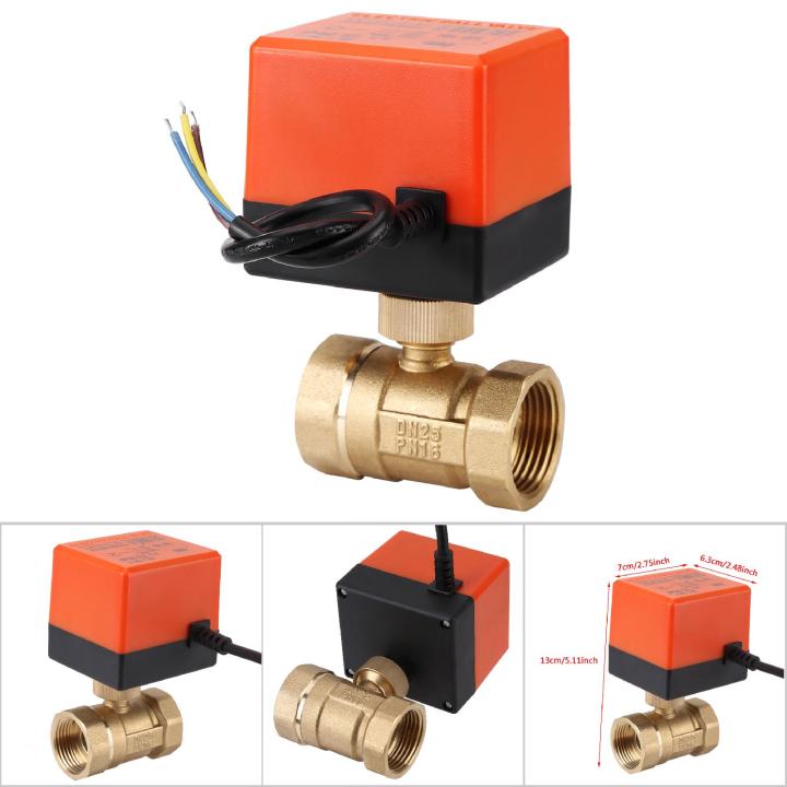 Ball Valve AC 220V 1.6Mpa Brass Electric Motorized Ball Valve 2 Way 3-Wire Ball Valve Thread ...