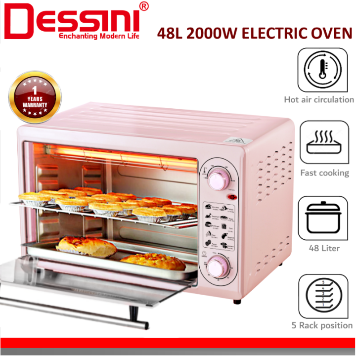 DESSINI ITALY 48L Electric Oven Convection Hot Air Fryer Toaster Timer ...