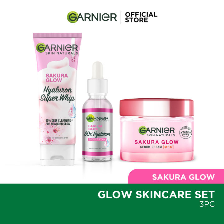 Garnier Sakura Glow Booster Skin Set (30ml Serum + 30ml Moisturizer ...