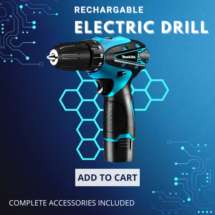 Ma Kita Cordless Electric Drill 12v With Free Accessories Set Double