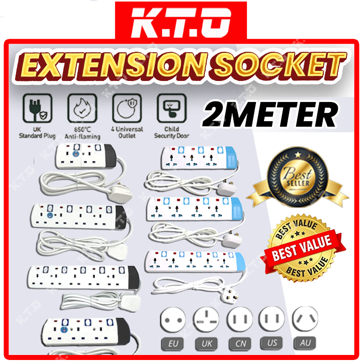 2 3 4 5 Gang 2m 3m Heavy Light Duty Extension Trailing Universal Socket Usb Port Multi