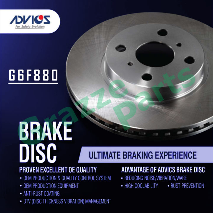 (1pc) Advics Aisin Disc Brake Rotor Front G6F880 for Perodua Axia Bezza ...