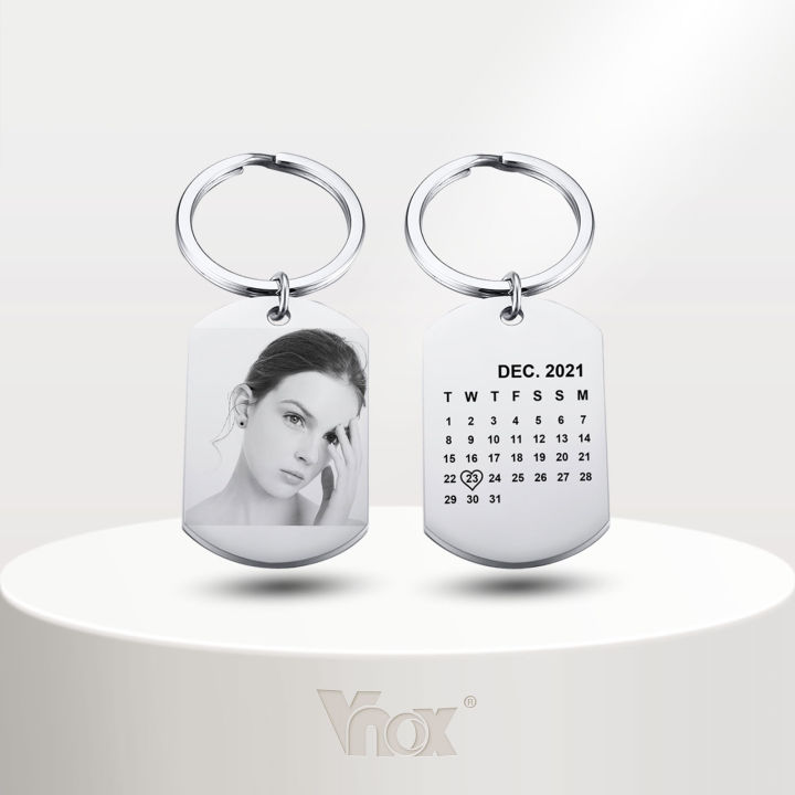 Vnox Personalized Custom Engraving Photo Calendar Date Day Keychain Tag ... Vnox Personalized Custom Engraving Photo Calendar Date Day Keychain Tag ...