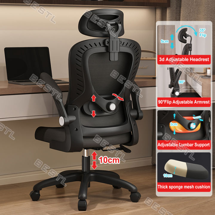 Home Office Chair Mesh Office Computer Swivel Chair With Footrest ...