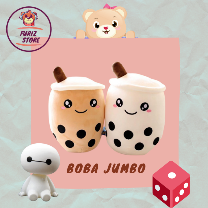 (Furiz Store) Boneka Boba Jumbo Bubble Milk Tea Brown Sugar Ukuran ...
