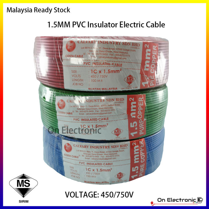 100% PURE COPPER 1.50mm - 2.50mm ELECTRIC PVC INSULATION CABLE WITH ...