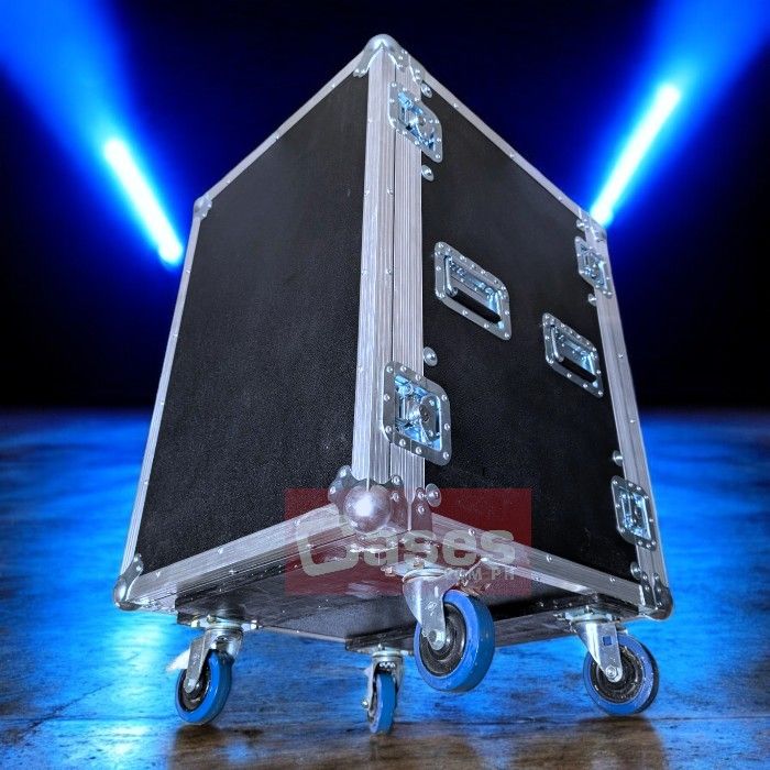 GO-CASE 12U or 16U 12RU x 350mm wheelsFlight Case rackmount transport ...
