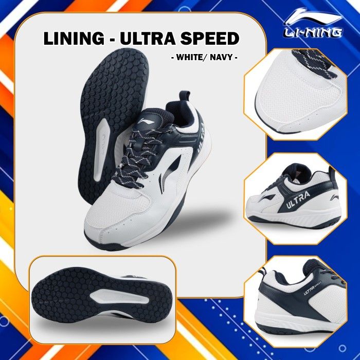 Sepatu Badminton Shoes Original Lining Ultra Speed White Navy | Lazada ...