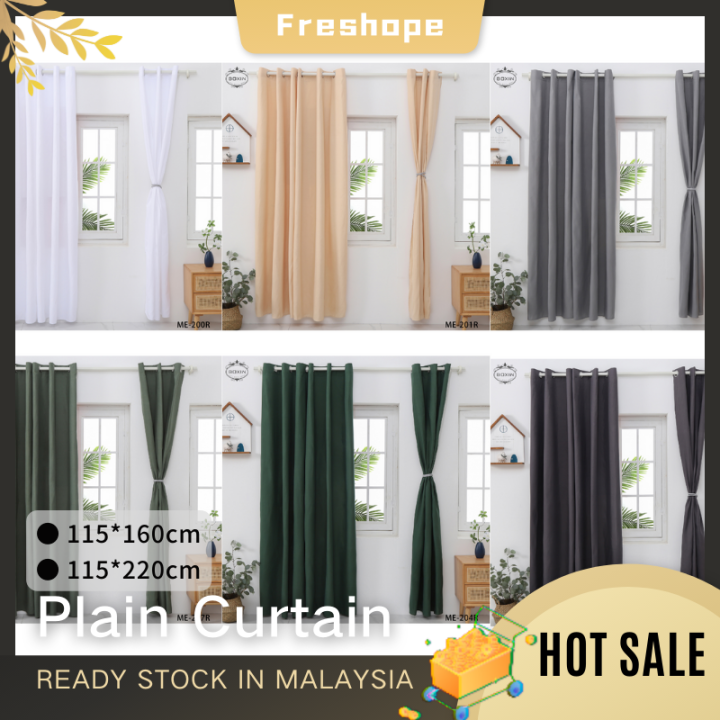 1pcs Plain Color Ring/ Hook&Rod 2IN1 Langsir Semi Blackout Simple ...