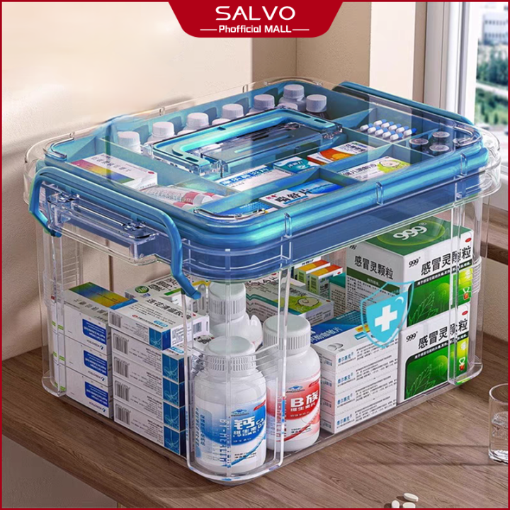 SALVO Kotak Penyimpanan Transparan/Kotak Obat Penyimpanan Serbaguna/3 ...
