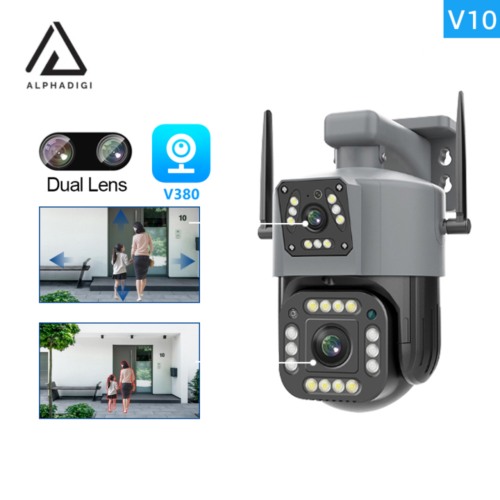 V380 Pro HD 6MP WiFi PTZ Camera Dual Lens CCTV Camera Outdoor Security ...