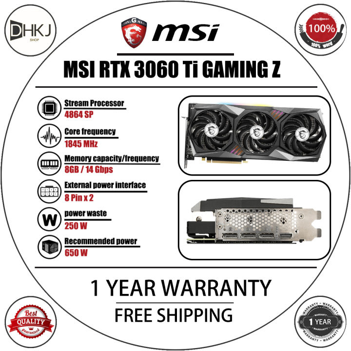 USED MSI GeForce RTX 3060 Ti GAMING Z TRIO 3060 Ti Gaming Graphics card ...