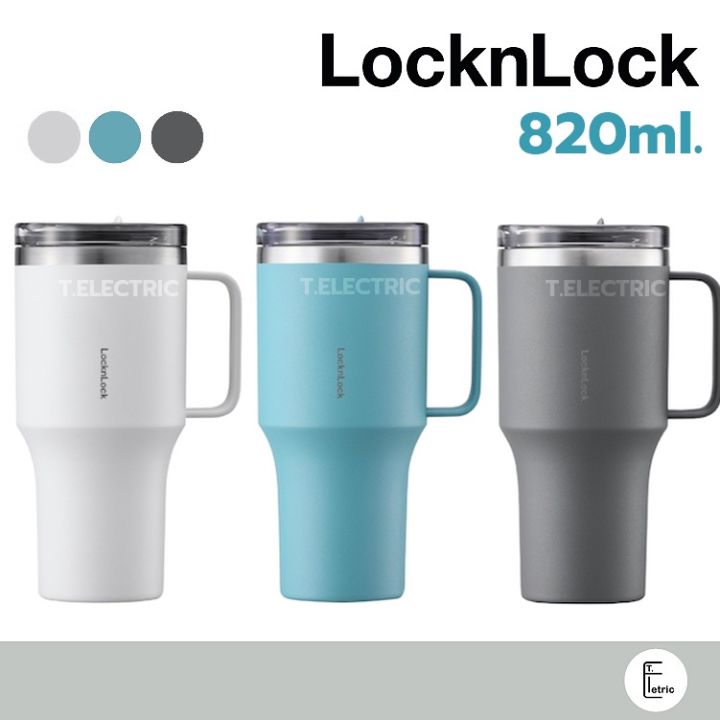 LocknLock แก้วเก็บอุณหภูมิ (มีหูหิ้ว) 820ml.รุ่น LHC4326 Metro King Tumbler แก้วพกพาในรถ แก้ว ...