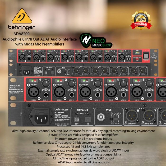 Behringer ADA8200 Audio Interface with Midas Mic Preamp | Lazada Indonesia