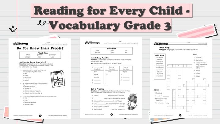[PRE375] 82 pages Reading for Every Child -Vocabulary Grade 3 Worksheet ...