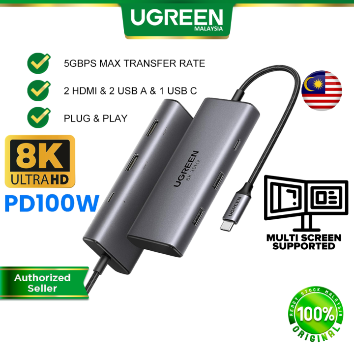 UGREEN 7 in 1 USB C Hub Adapter 4K 60Hz HDMI Port Gigabit Ethernet LAN ...