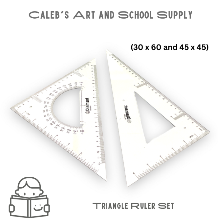 Diamant/Deli Triangle Ruler set 45x90 and 30x60 (inches and cm) | Lazada PH