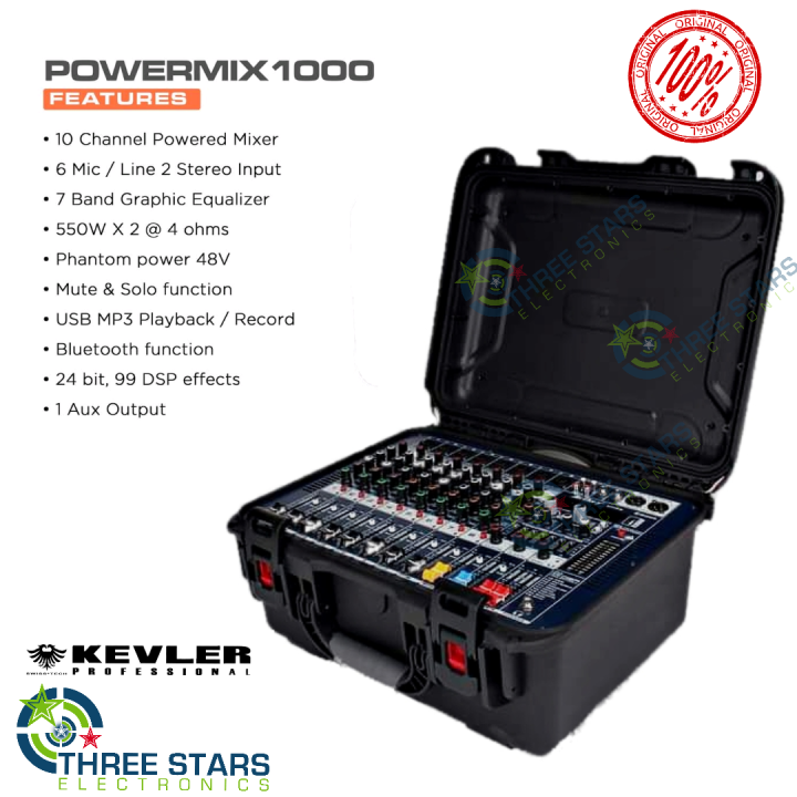 2022 Kevler POWERMIX 1000 Portable Power Mixer 10 channel 7 band ...
