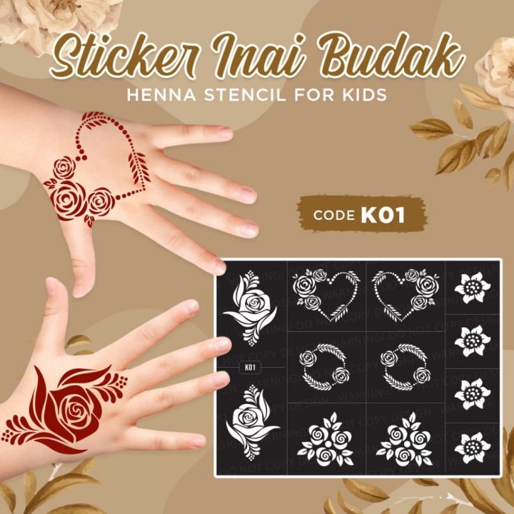 Henna Stencil For kids Sticker Inai Budak Murah Latest Design Stiker ...