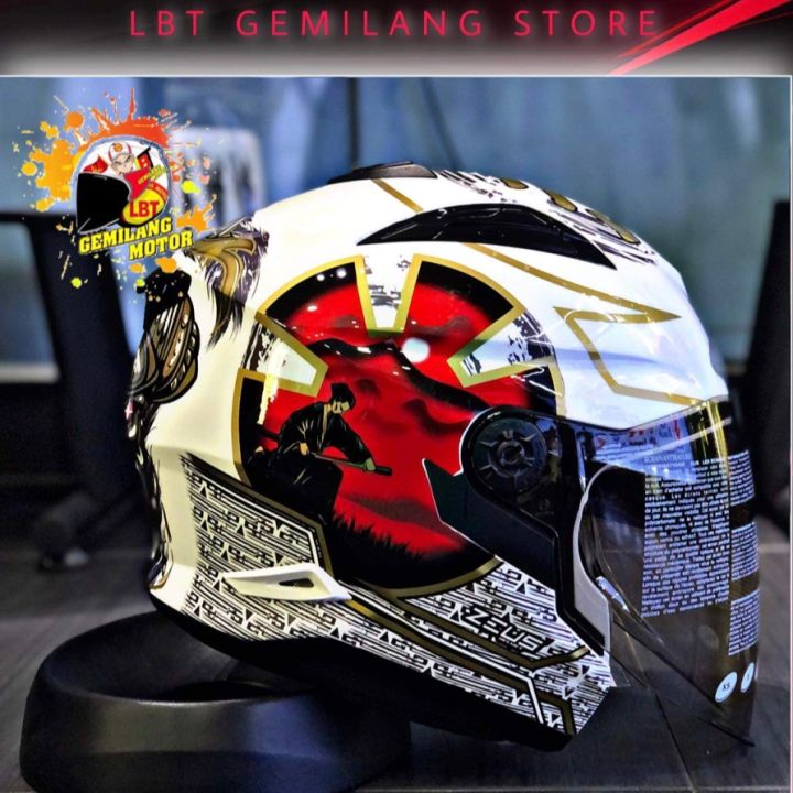 ZEUS Helmets GJ613 [SAMURAI RED/WHITE] 2021 Design | Lazada
