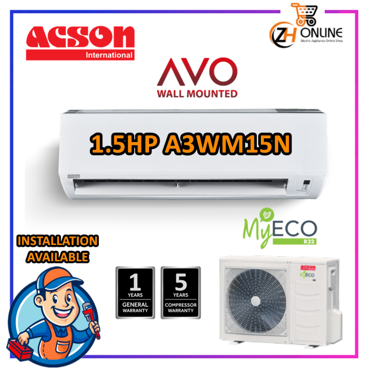 Ready Stock ACSON 1.5HP R32 A3WM15N MyEco Non Inverter A3WM AVO SERIES ...