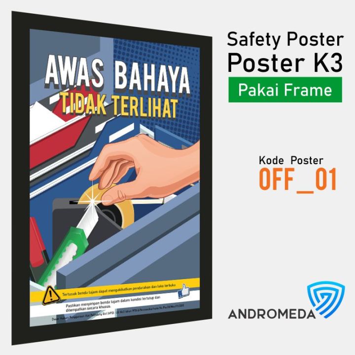 Safety Poster K3 : Office Bahaya Kantor Terjepit Hazard + Frame ...