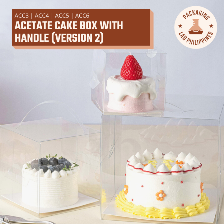 [10pcs] ACETATE CAKE BOX WITH HANDLE (Version 2) | Lazada PH