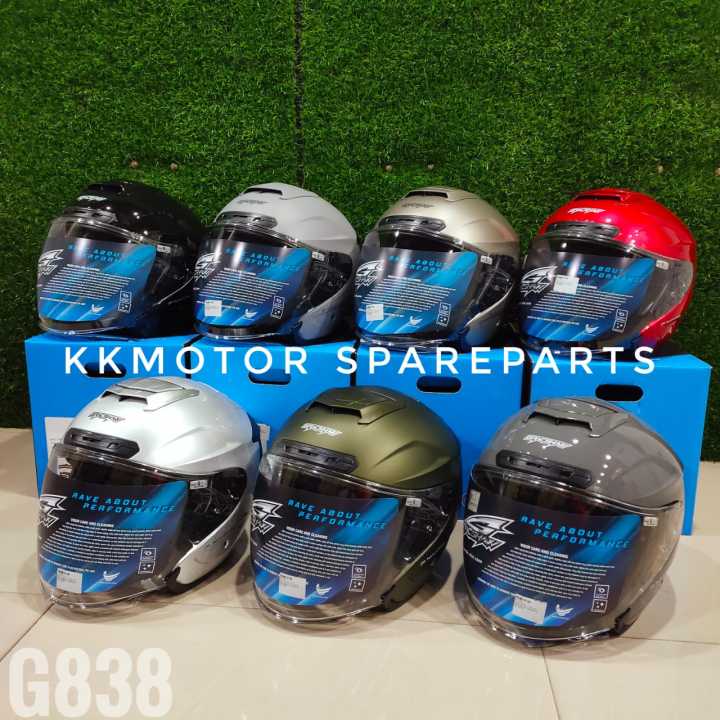 💯 GRACSHAW G838 GAIZER JF4 HELMET OPEN FACE PLAIN COLOURS SINGLE VISOR ...