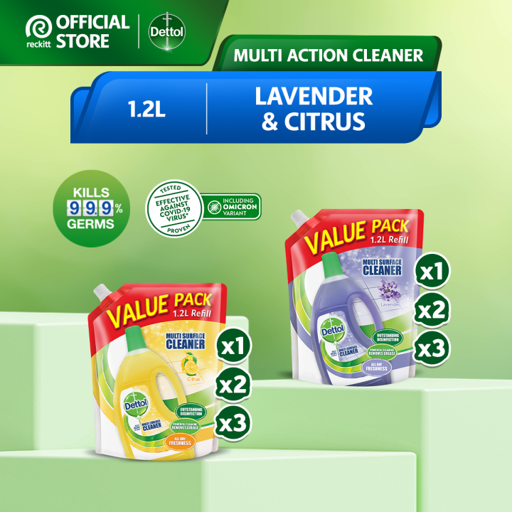 Dettol Multi Action Cleaner/Multi Surface Floor Cleaner Refill Pouch 1 ...