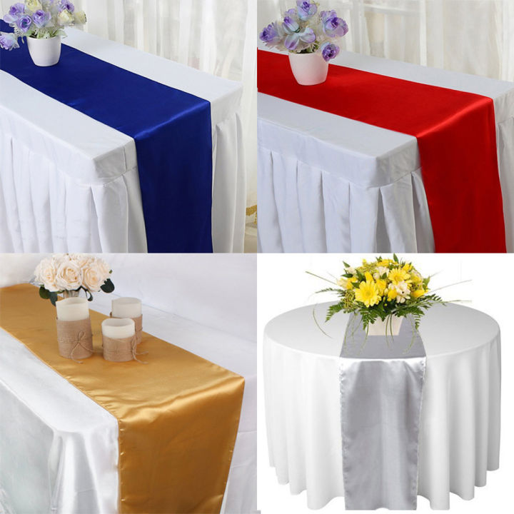 30X275cm Party Bridal Satin Table Runners Wedding Banquet Decoration ...