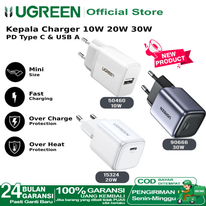 UGREEN Kepala Charger Mfi Iphone 11 12 13 14 Fast Charging 10w 20w 30w | Lazada Indonesia
