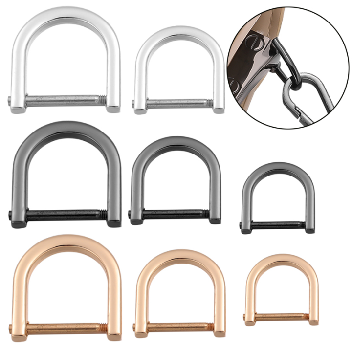 Metal Detachable Open Screw D Ring Buckle Shackle Clasp for DIY Leather ...