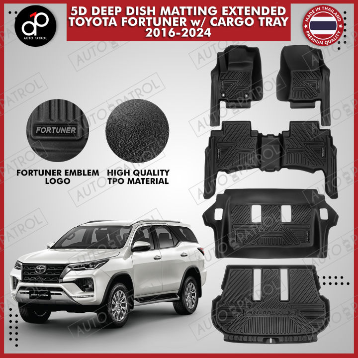 TOYOTA FORTUNER 2016-2024 5D DEEP DISH MATTING EXTENDED + 5D CARGO TRAY ...