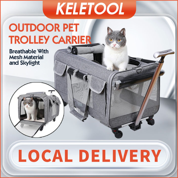 Pet Trolley 2 in 1 pet carrier trolley cat cage dog cat out of travel ...