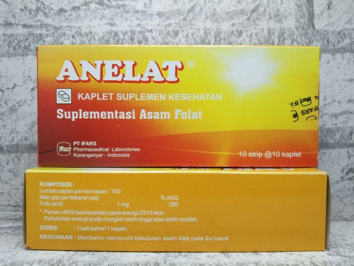 Anelat Suplementasi Asam Folat 1000 mcg Box Isi 100 Kaplet | Lazada ...