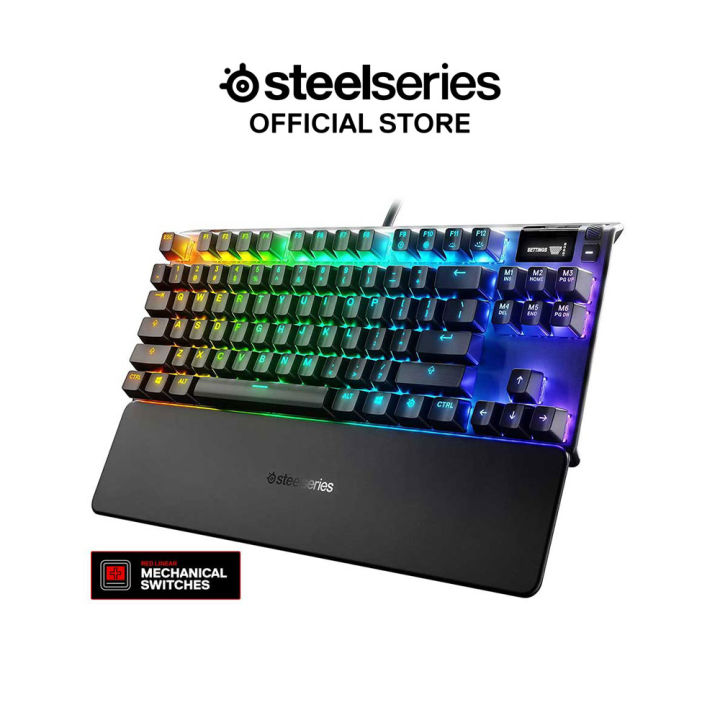 SteelSeries Apex 7 TKL Compact Mechanical Gaming Keyboard Red Linear OLED Display USB Tactile ...