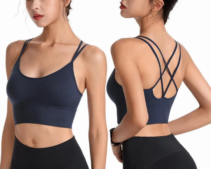 woman cross back yoga sports bra quick drying shockproof running fitness girl Seamless knitting ...