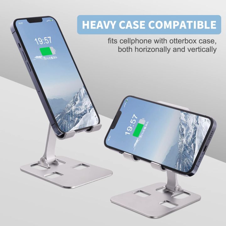 Cell Phone Stand, Aluminum Metal Thick Base Mobile Phone Holder for ...