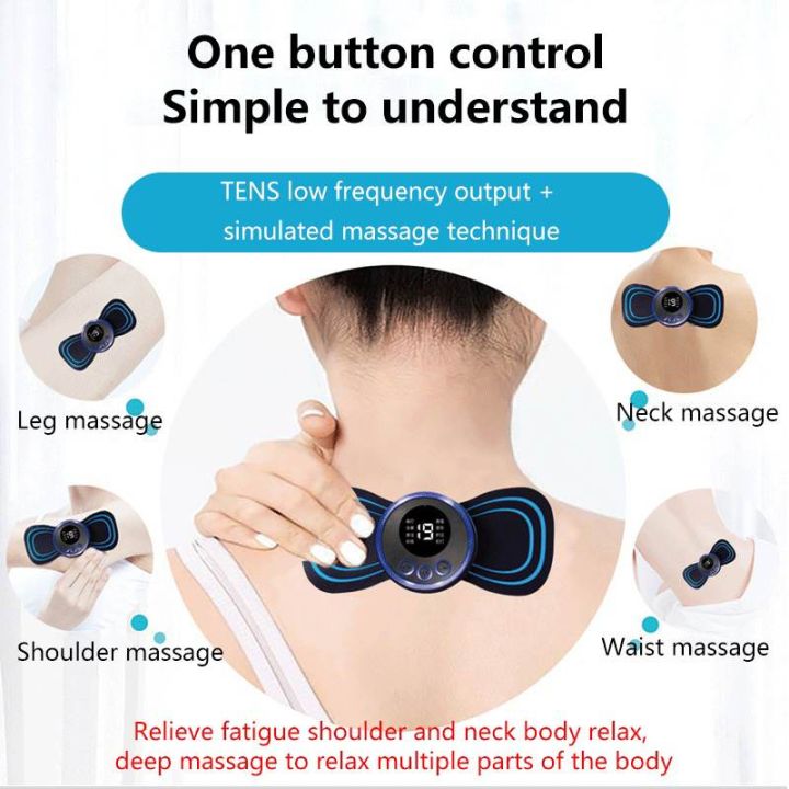 EMS Mini Portable Electric Pulse Meridian Neck Cervical Massager Muscle ...