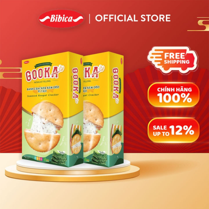 Combo 2 Bánh Gooka Cracker Nougat Filling Vị Tảo Biển Bibica | Lazada.vn