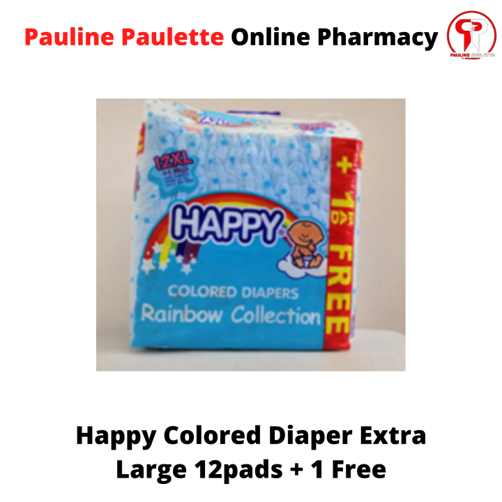Happy Colored Diaper Extra Large 12pads + 1 Free (assorted color ...