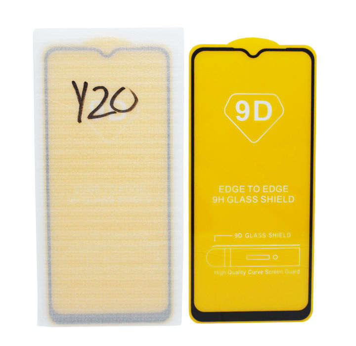 TEMPERED GLASS 9D Y20- 2020 V2029 HITAM = Y20I Y12S Y20S Y22 2022 Y01 ...