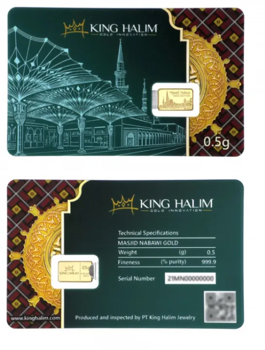 READY STOCK : 0.5G KING HALIM MASJID NABAWI GOLD 999 24K | Lazada