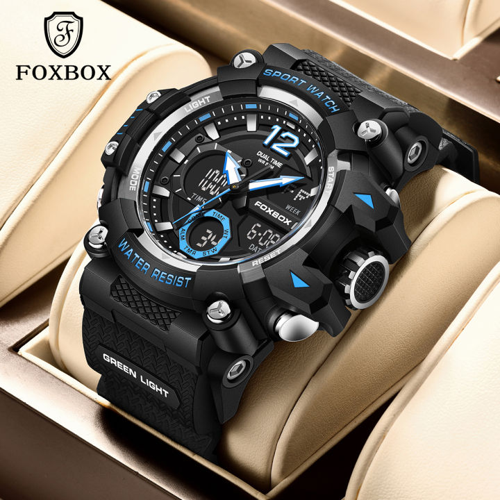 LIGE X FOXBOX Series นาฬิกากันน้ำสำหรับกีฬานาฬิกาควอตซ์ที่เที่ยงตรงธุรกิจเหล็กกล้าไร้สนิมนาฬิกา ...