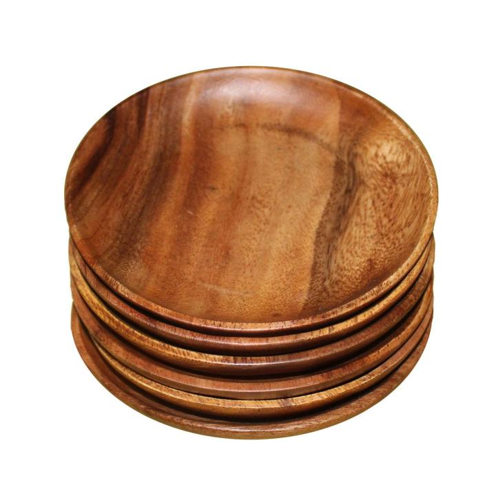 SANDERWOOD 4pcs / 6pcs Round Wooden Saucer Plate / Platito 1x6x6 inches ...